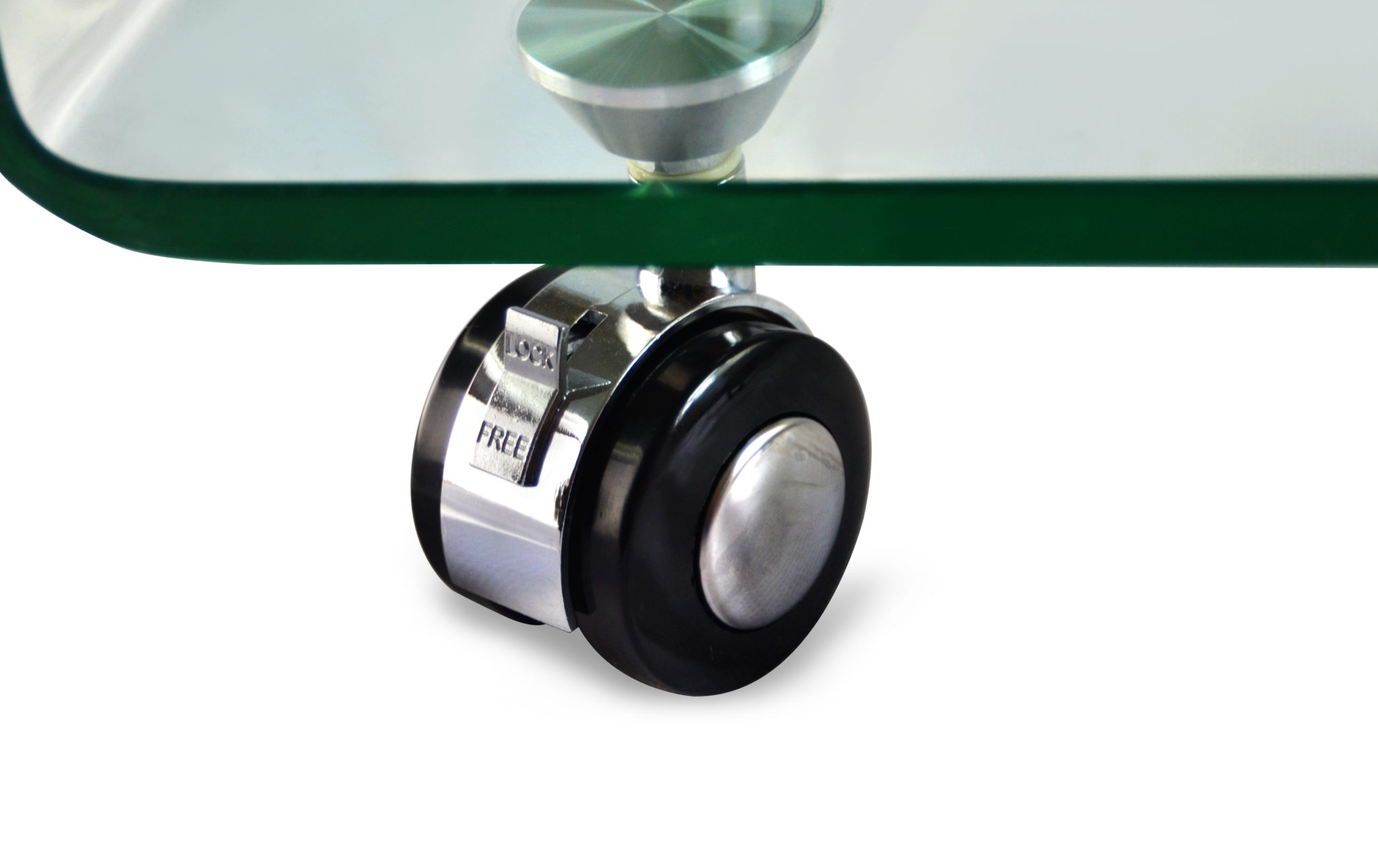 Clear Glass Side Table on Caster Wheels – Modern, Stylish, Retro ...