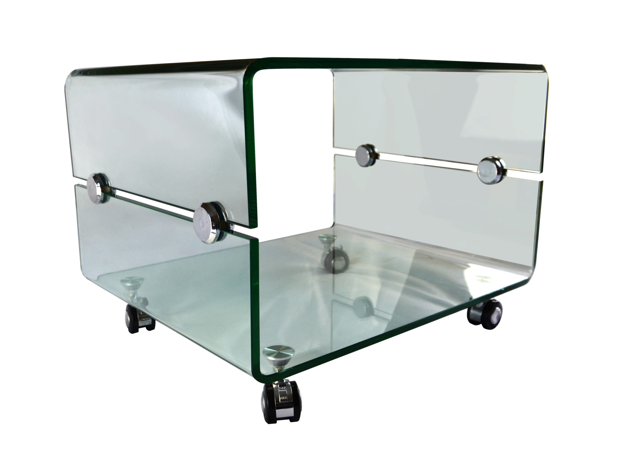 Clear Glass Side Table on Caster Wheels – Modern, Stylish, Retro ...